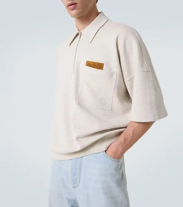 Bottega Veneta Zip-up Cotton Jersey Polo Shirt