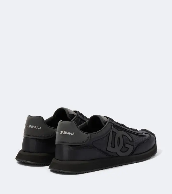 Dolce & Gabbana Leather-trimmed Canvas Sneakers - Black