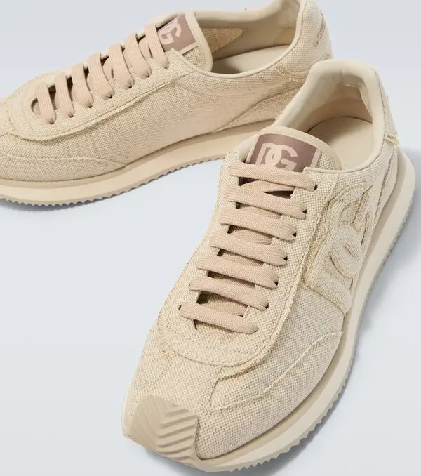 Dolce & Gabbana Leather-trimmed Sneakers - Neutrals