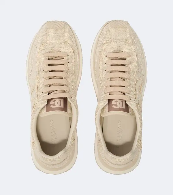 Dolce & Gabbana Leather-trimmed Sneakers - Neutrals