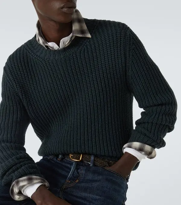 TOM FORD Wool And Cashmere Crew Neck Sweater - Green