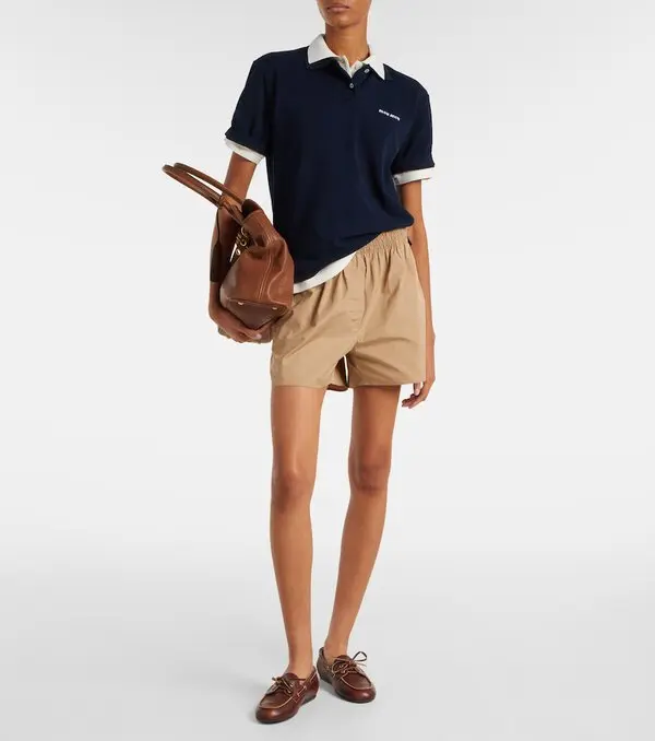 Miu Miu Logo Cotton Piqué Polo Shirt - Blue