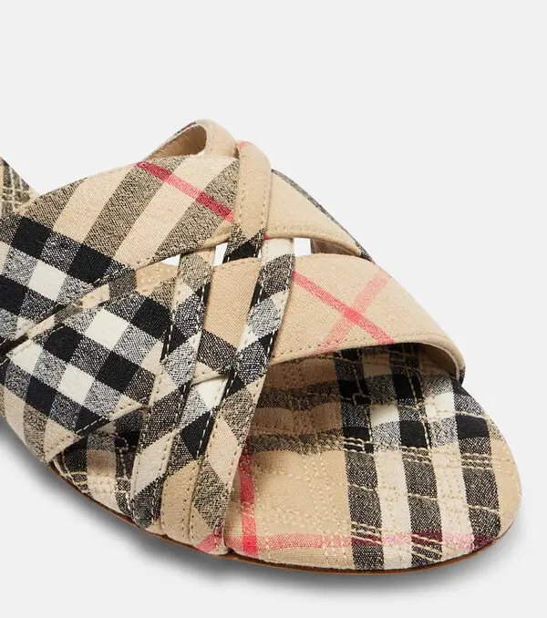 Burberry Check Slides - Beige