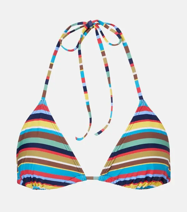 Staud Lido Striped Halterneck Bikini Top - Multicoloured