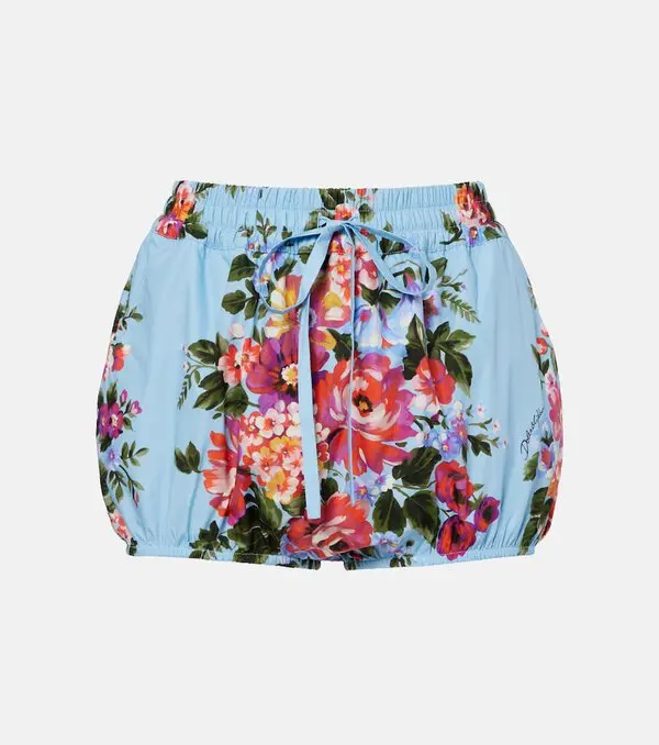 Dolce & Gabbana Floral Cotton Poplin Shorts - Blue
