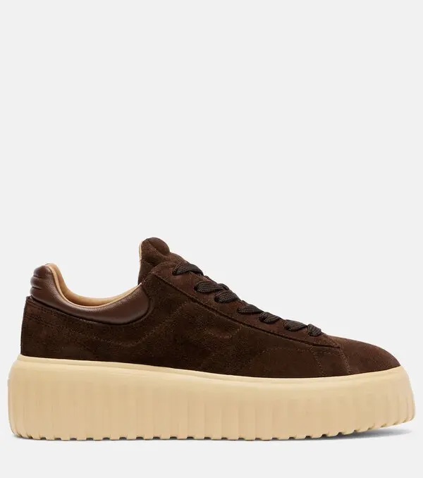 Hogan H-stripes Suede Platform Sneakers - Brown