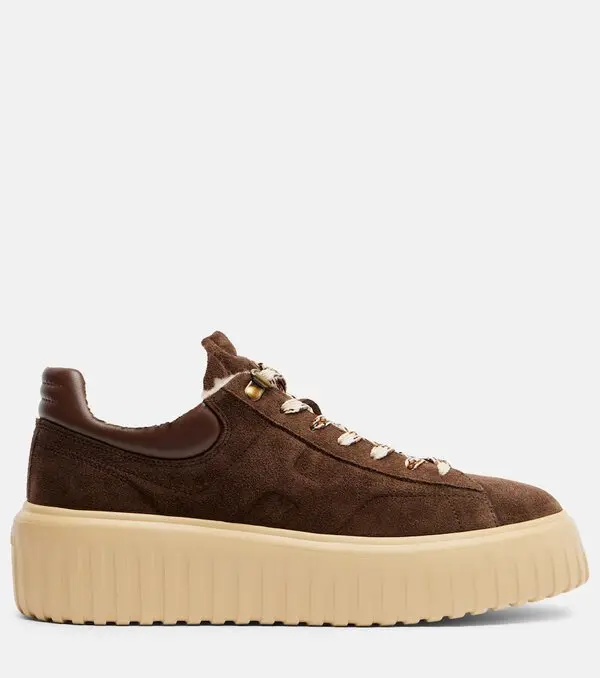 Hogan H-stripes Suede Platform Sneakers - Brown