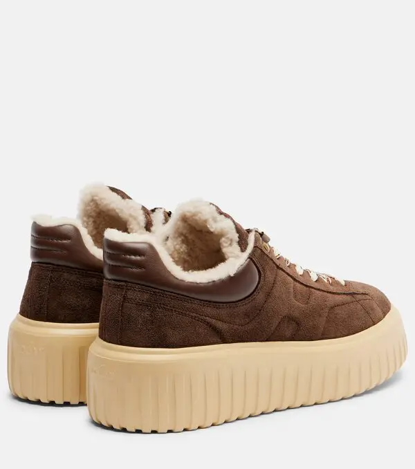 Hogan H-stripes Suede Platform Sneakers - Brown