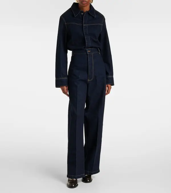 Victoria Beckham High-rise Wide-leg Jeans In Mid Wash - Blue
