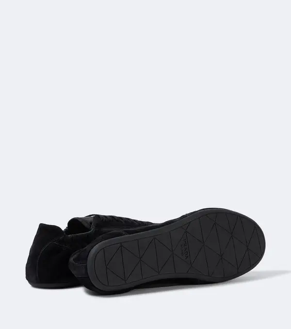 Prada Collapse Re-nylon And Suede Sneakers - Black