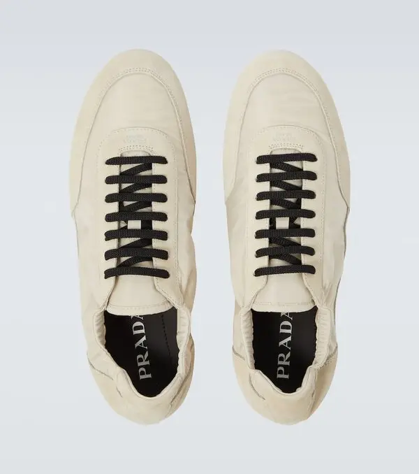 Prada Collapse Re-nylon And Suede Sneakers - White