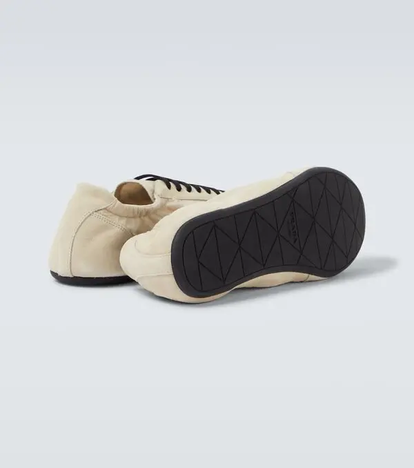 Prada Collapse Re-nylon And Suede Sneakers - White