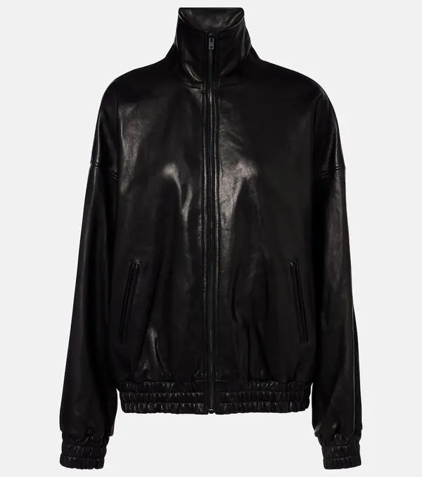 Acne Studios Logo Leather Jacket - Black
