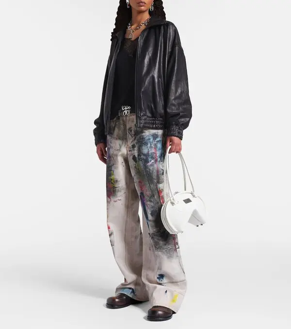 Acne Studios Logo Leather Jacket - Black