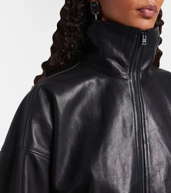 Acne Studios Logo Leather Jacket - Black