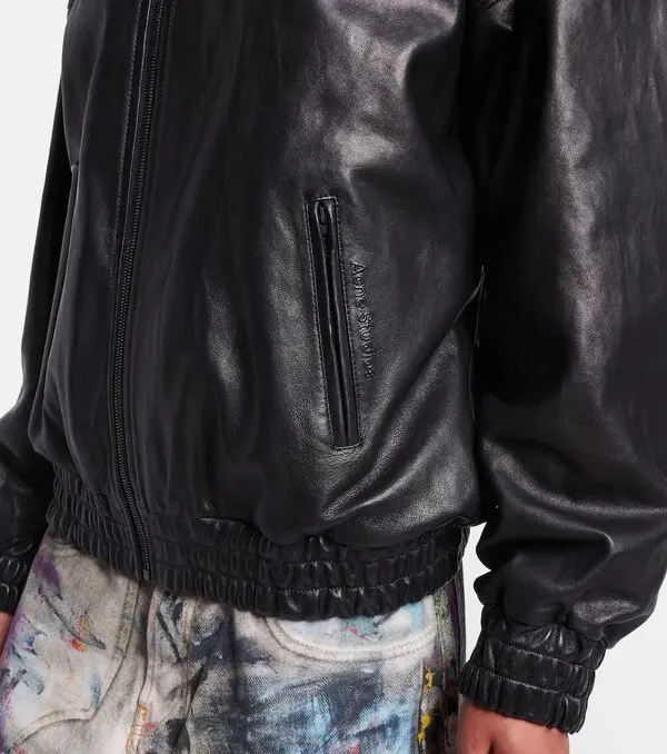 Acne Studios Logo Leather Jacket - Black