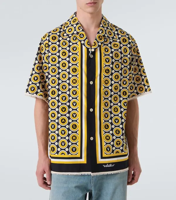 Valentino Garavani Bulles Royales Cotton Poplin Bowling Shirt - Yellow