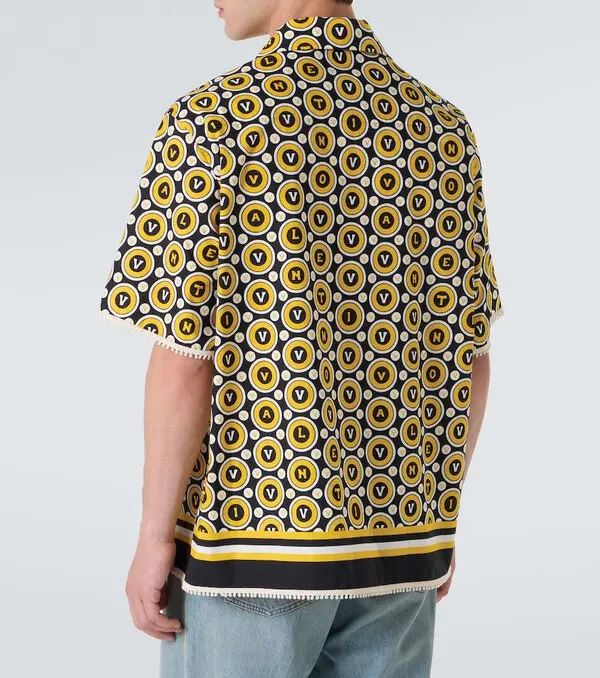 Valentino Garavani Bulles Royales Cotton Poplin Bowling Shirt - Yellow