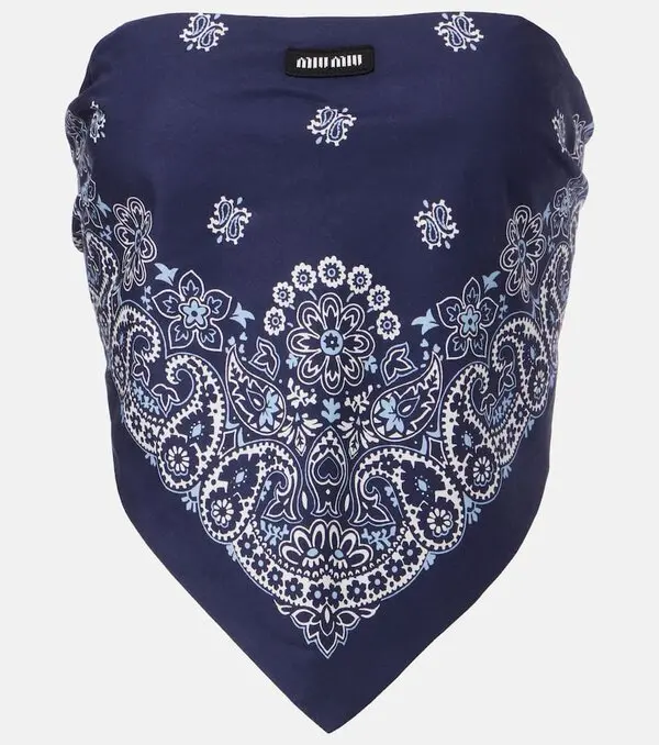 miumiu バンダナ Miu Miu Bandana Printed Top - Blue | Editorialist