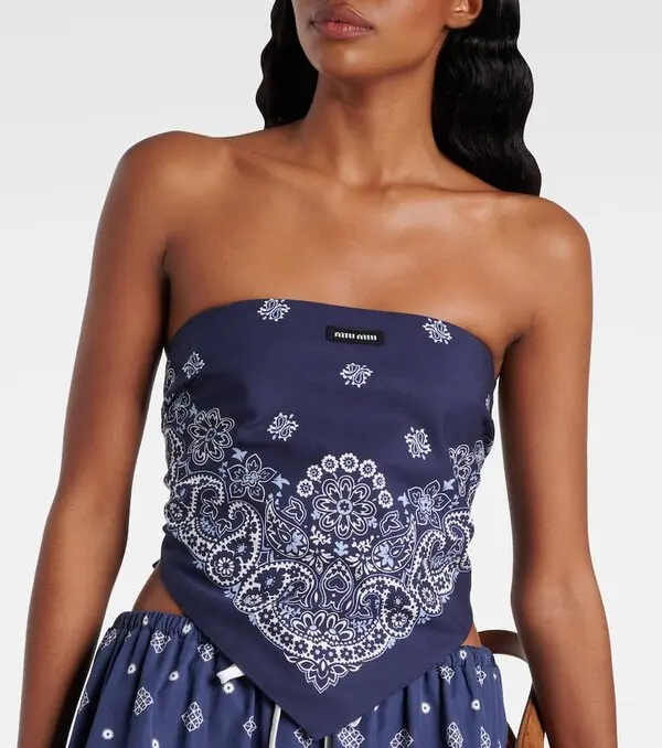 Miu Miu Bandana Printed Top - Blue | Editorialist