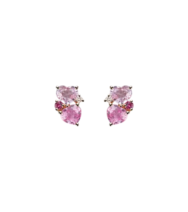 SYDNEY EVAN 14kt Gold Sapphire And Diamond Stud Earrings - Pink