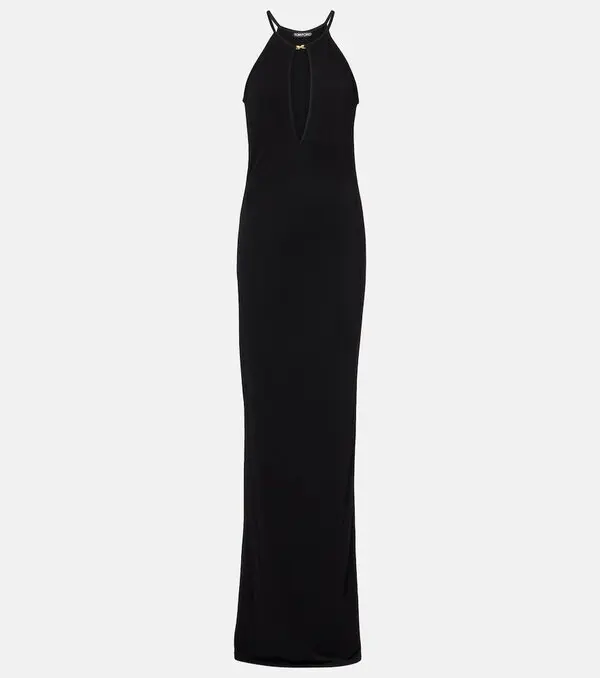 TOM FORD Cutout Halterneck Gown - Black
