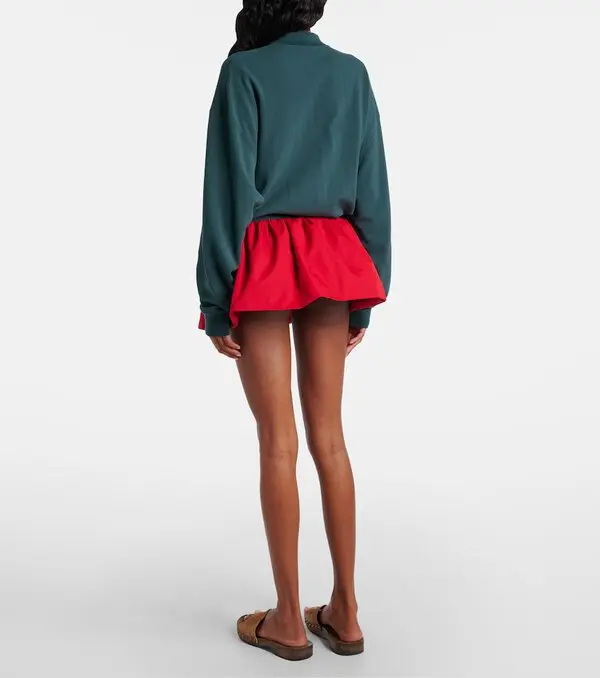 Miu Miu Gathered Cotton Poplin Miniskirt - Red