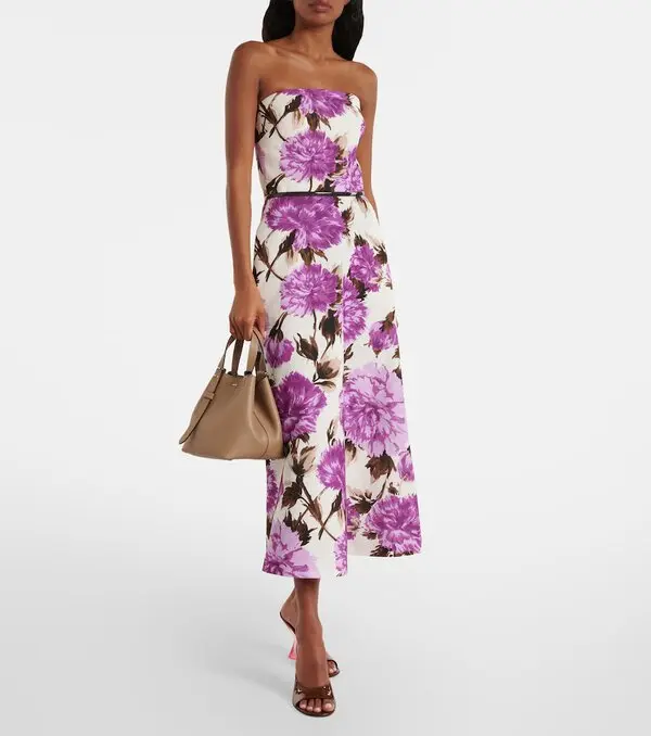 Max Mara Floral Cotton-blend Faillé Midi Dress
