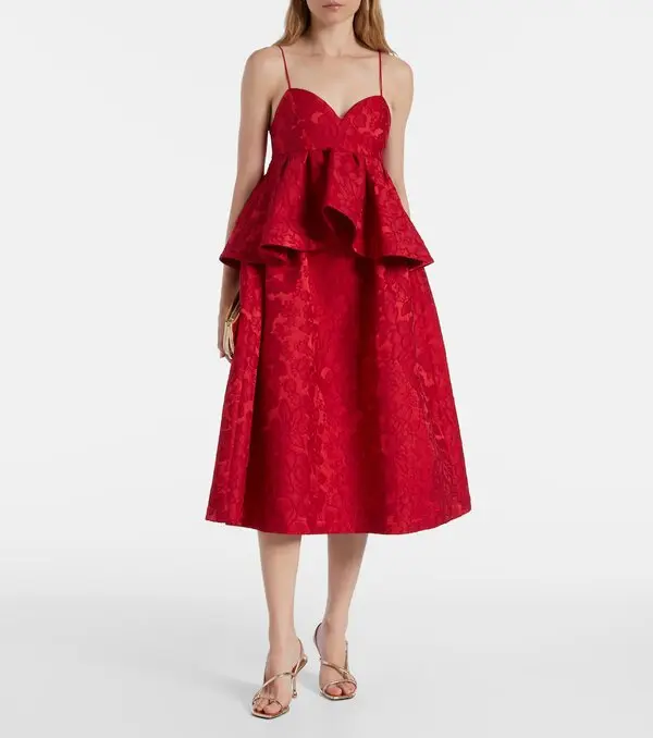La DoubleJ Satine Matelassé Jacquard Midi Dress
