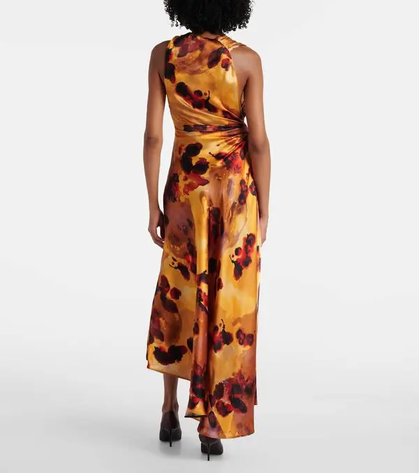 Victoria Beckham Gathered Lace-trimmed Silk Satin Gown