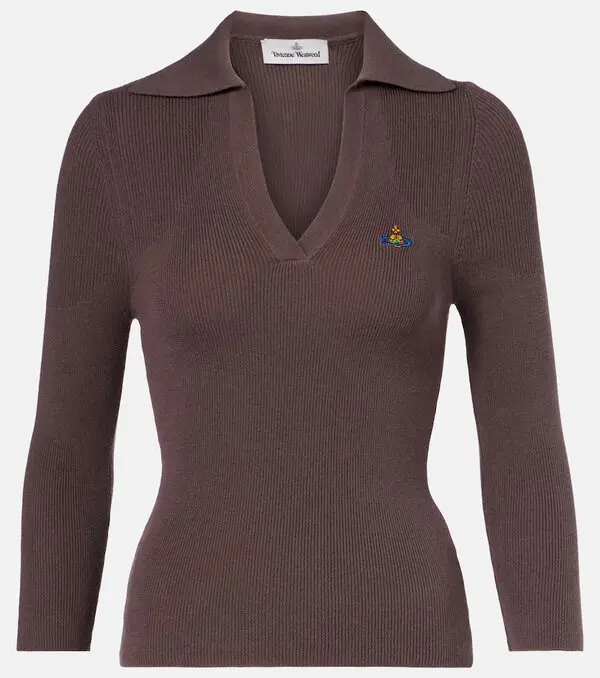 VIVIENNE WESTWOOD Marina Cotton And Cashmere Polo Sweater - Brown