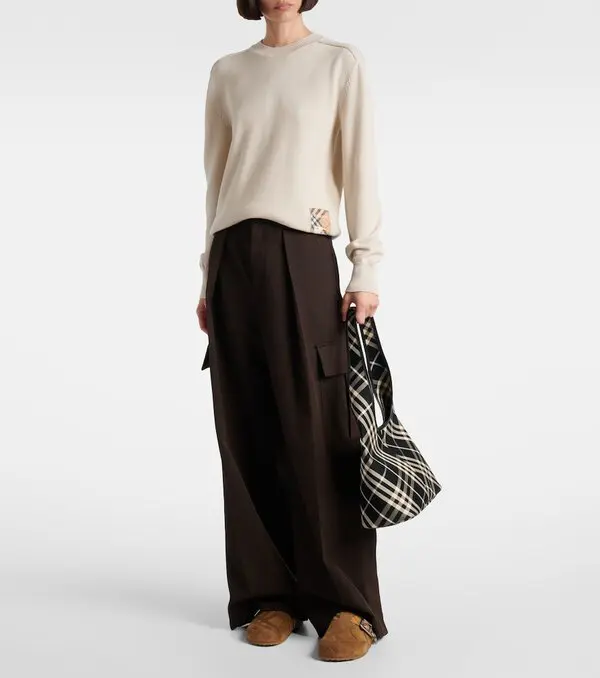 Burberry Checked Suede Clogs - Brown