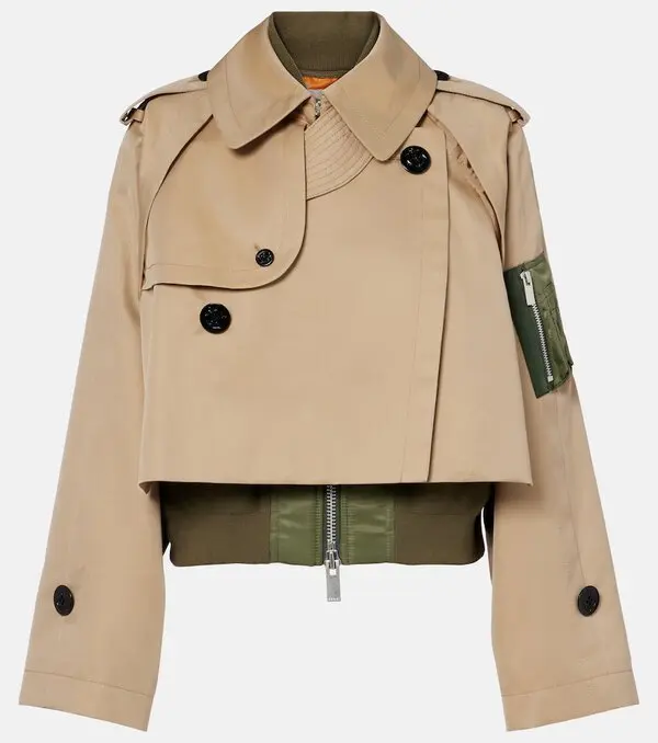 Sacai Cotton-blend Gabardine And Twill Jacket - Beige