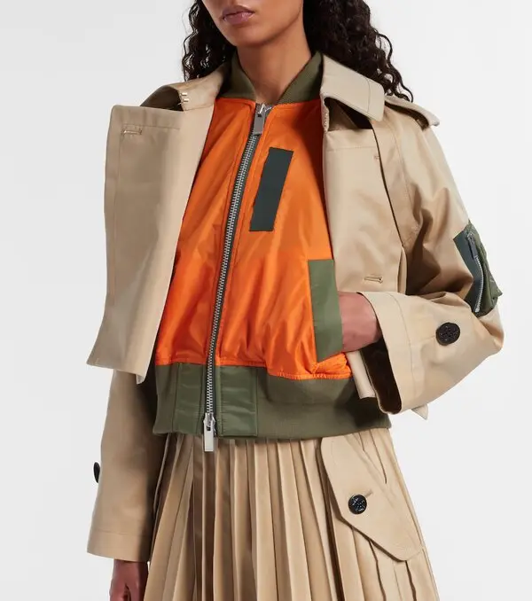 Sacai Cotton-blend Gabardine And Twill Jacket - Beige