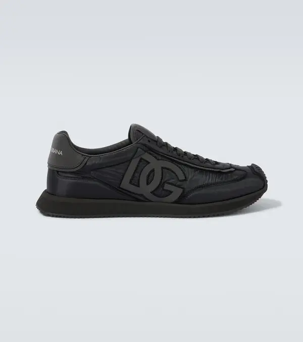 Dolce & Gabbana Leather-trimmed Canvas Sneakers - Black