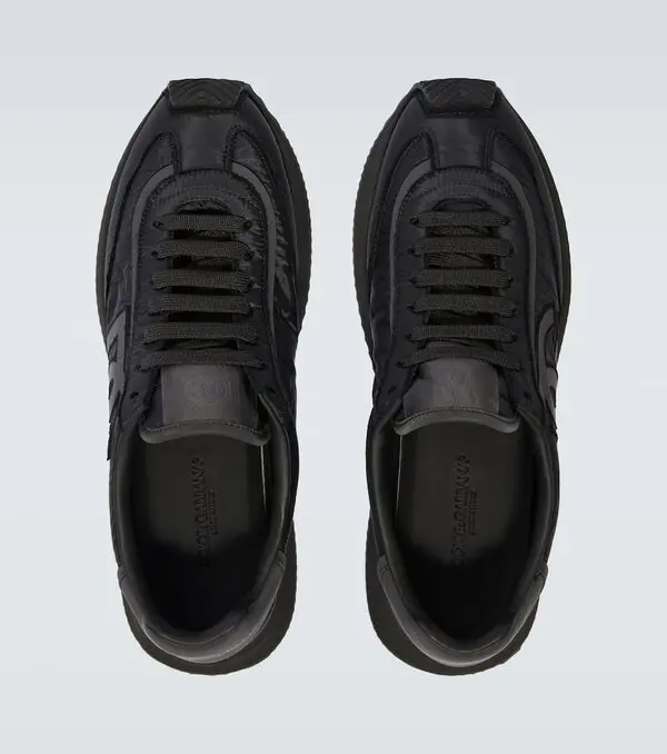 Dolce & Gabbana Leather-trimmed Canvas Sneakers - Black