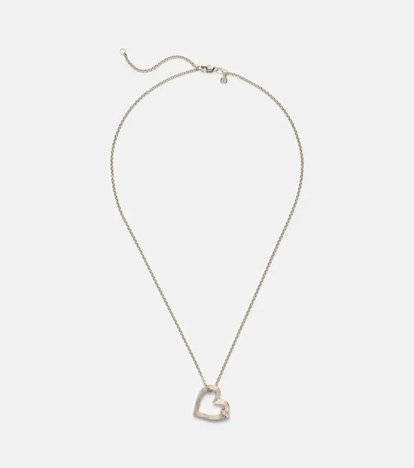 SYDNEY EVAN Fluted Heart Pendant Necklace With Diamonds - Gold
