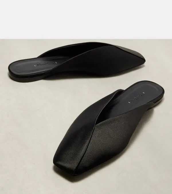 Max Mara Satin Mules - Black