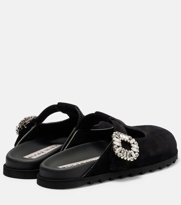 ROGER VIVIER Slidy Viv Suede Mules - Black
