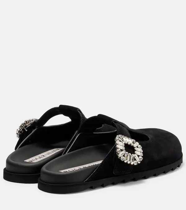 ROGER VIVIER Slidy Viv' Suede Mules - Black