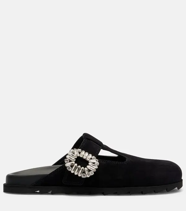 ROGER VIVIER Slidy Viv' Suede Mules - Black