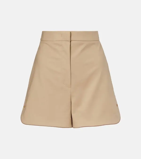 Max Mara High-rise Cotton-blend Shorts - Beige