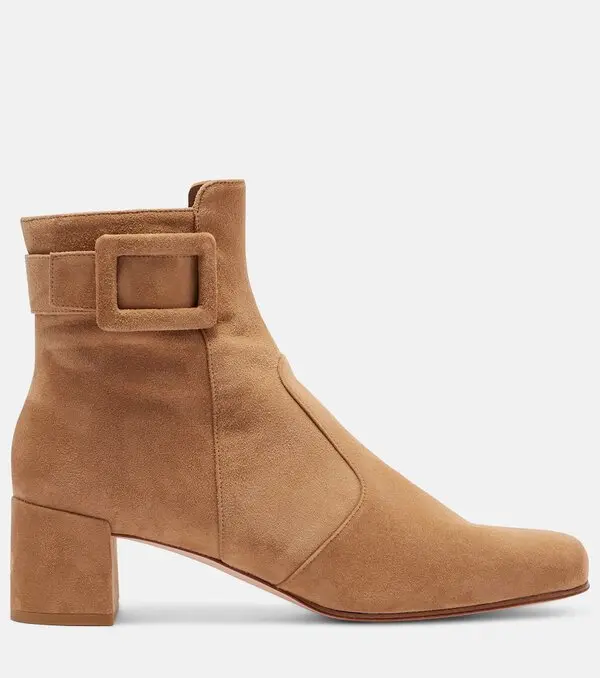 ROGER VIVIER Très Vivier Polly 45 Leather Ankle Boots - Brown