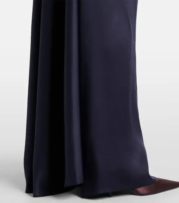 Victoria Beckham Lace-trimmed Satin Maxi Dress - Blue