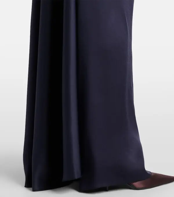 Victoria Beckham Lace-trimmed Satin Maxi Dress - Blue