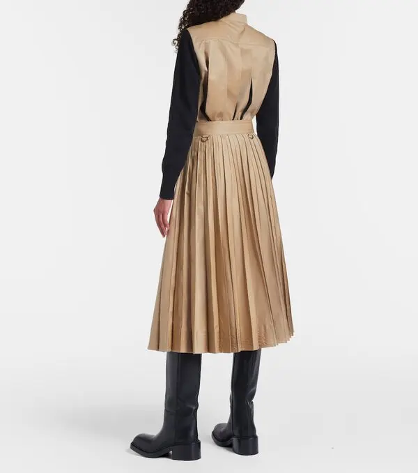 Sacai Cotton-blend Gabardine Midi Skirt - Beige