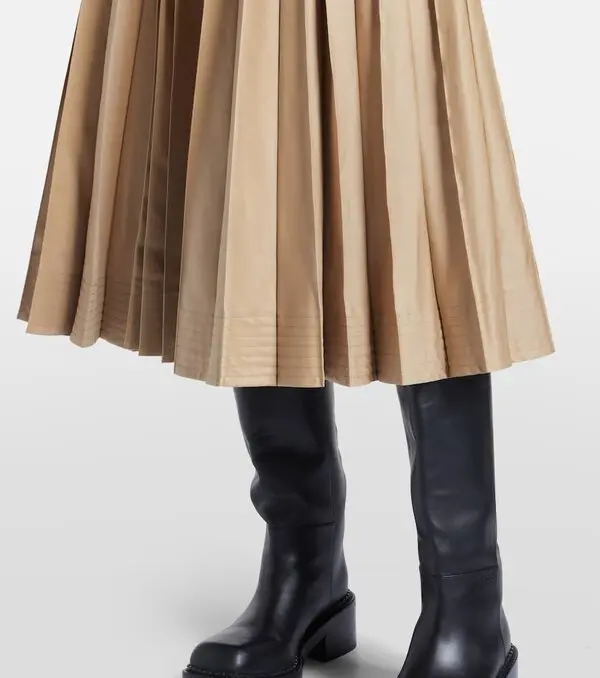 Sacai Cotton-blend Gabardine Midi Skirt - Beige