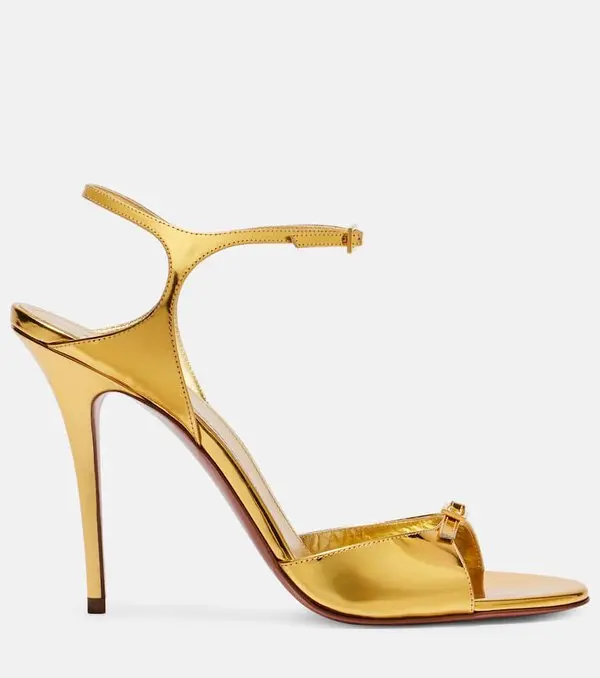 Amina Muaddi Adut 105 Metallic Leather Sandals