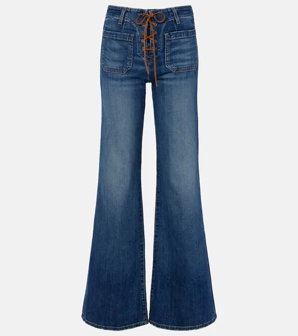 NILI LOTAN Florence Mid-rise Flared Jeans - Blue