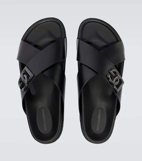 Dolce & Gabbana Leather Slides - Black